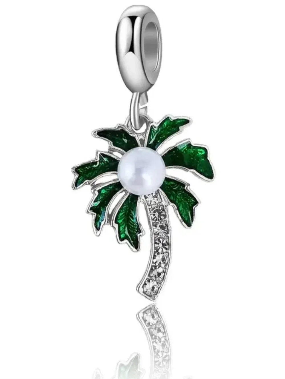 Jewelry | Green Palm Tree Pearl Charm Pendant For Women | Poshmark